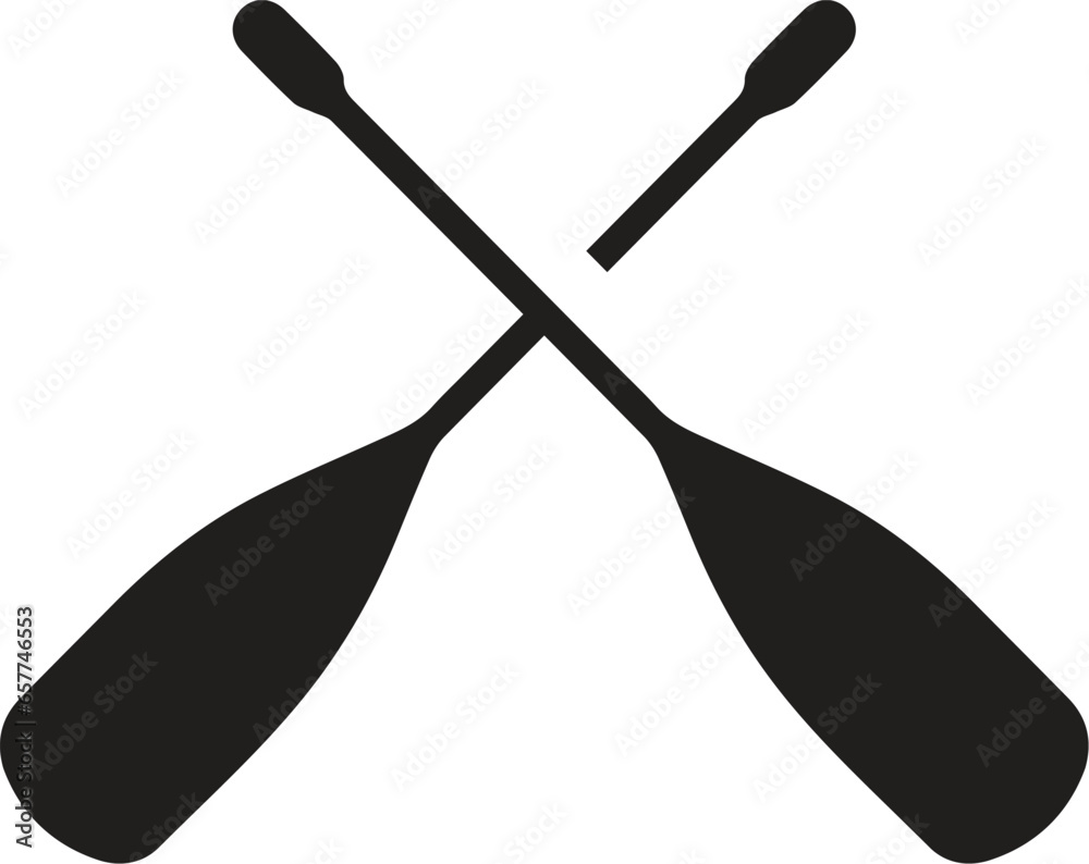 Two black silhouette of crossed oars vector Paddle isolated. Rowing ...