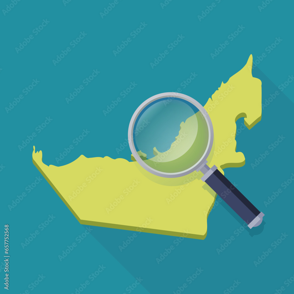 Yellow United Arab Emirates 3D map in flat design style isolated on a ...