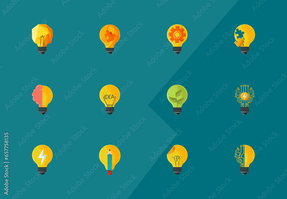 Creative Innovation Light Bulb Icons Set Collection Stock Template ...