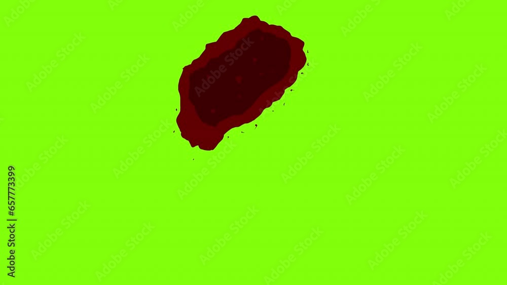 Animation of a bite with traces of blood and a deep wound on a green ...