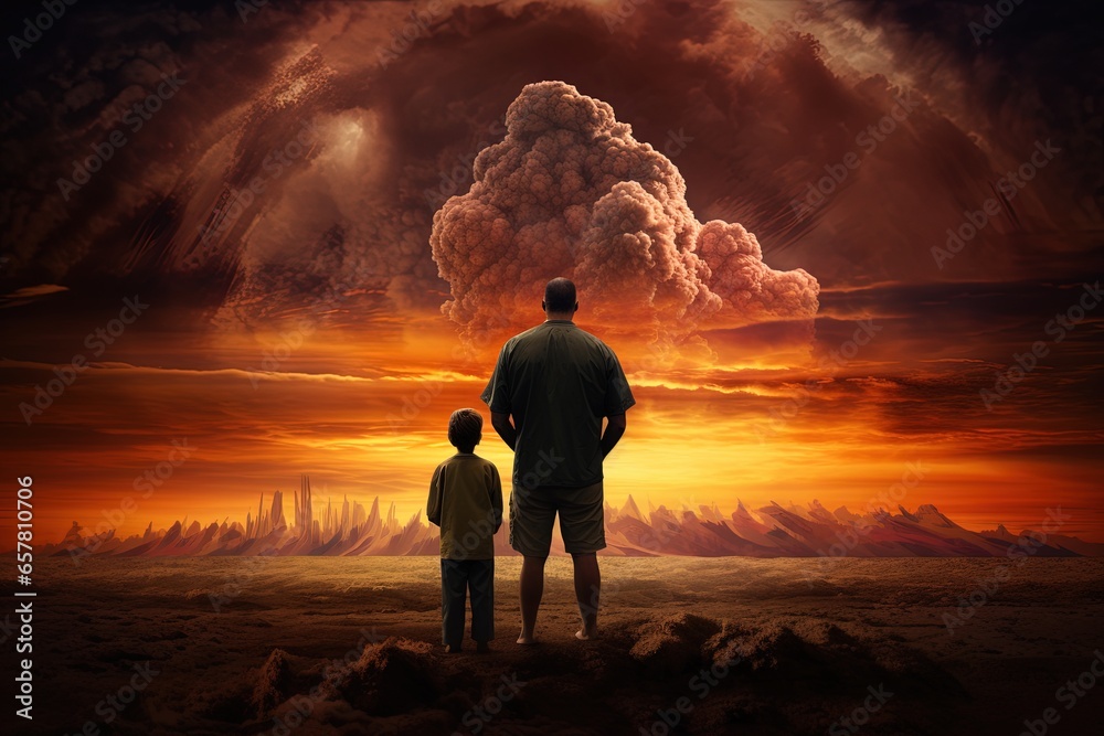 A father and his son witnessing the devastation caused by climate ...