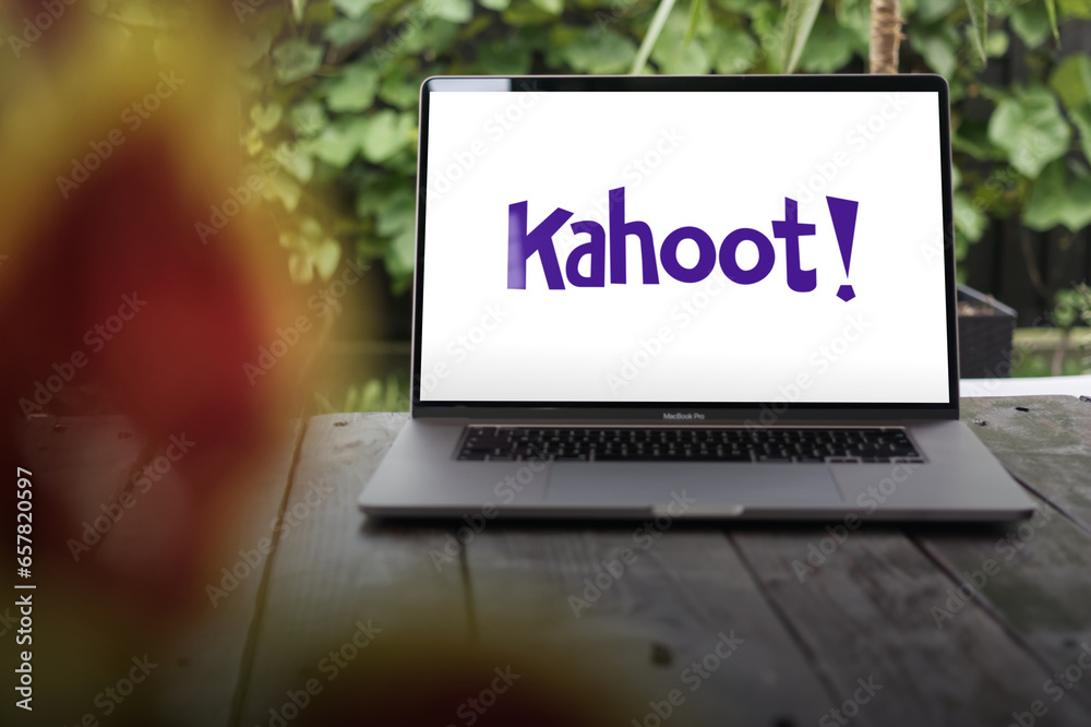 Kahoot! logo, a game-based learning platform, displayed on MacBook Pro ...