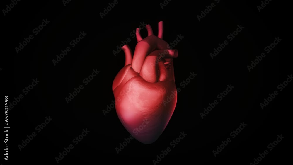 Heartbeat video loop 3D graphics visualization. Medical rendering ...