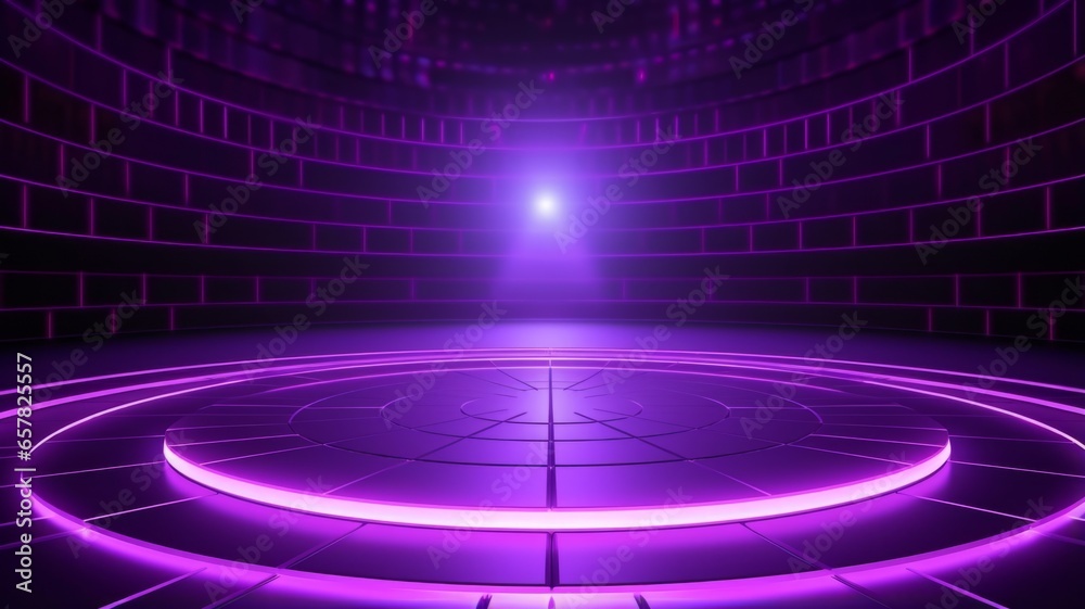 Violet LED Texture Decorated Stage. Photorealistic modern Theater stage ...