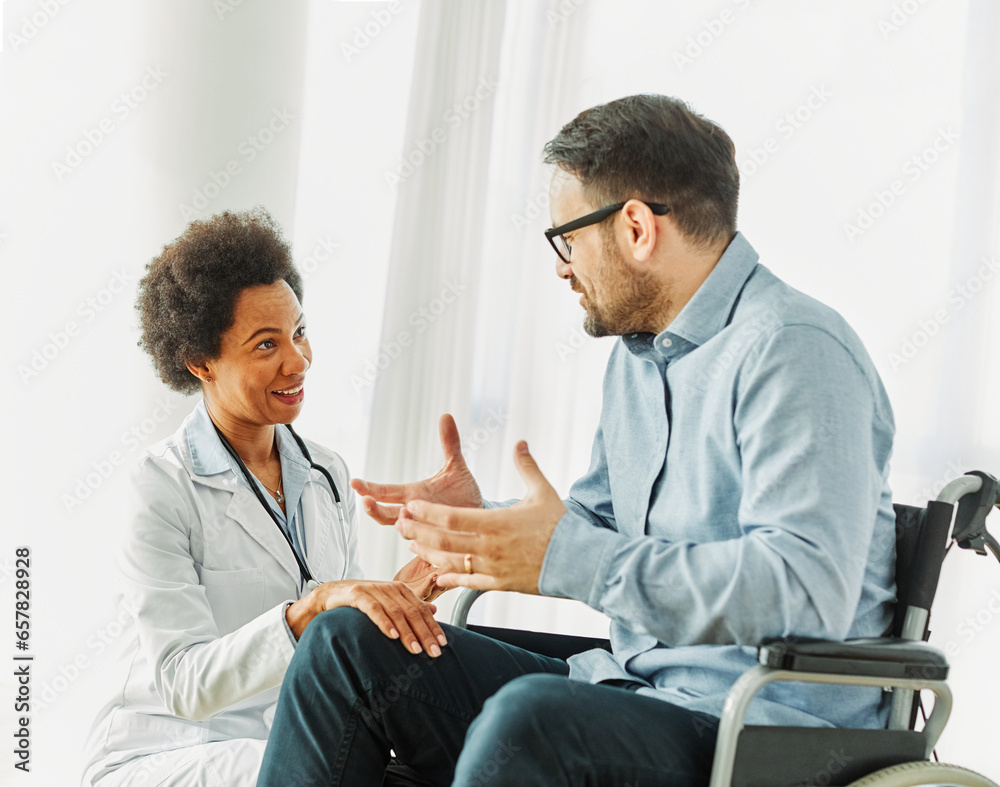 disability wheelchair doctor patient hospital medical disabled man ...