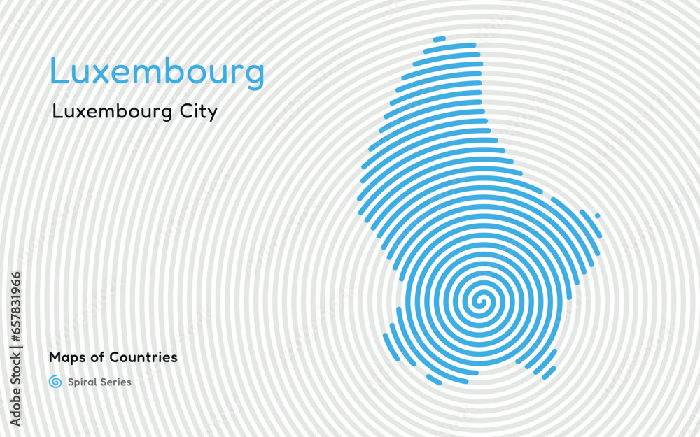 Creative fingerprint map of Luxembourg. Political map. Luxembourg City ...