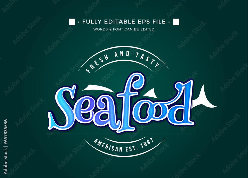 Seafood menu restaurant label with text effect editable Stock Vector ...