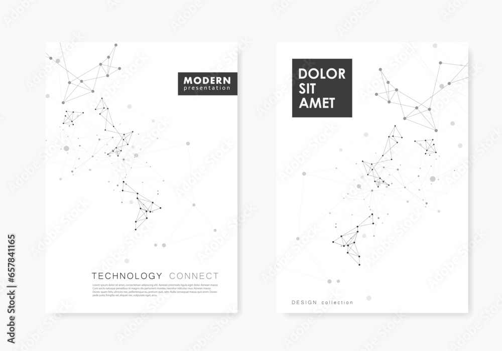Black connect dot line connect on grey cover templates. Abstract vector ...