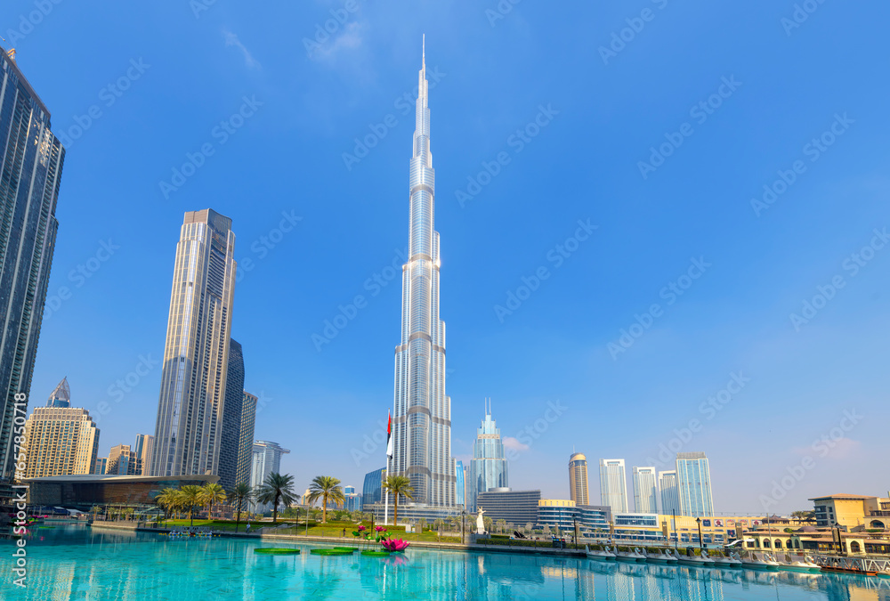 General view of the Burj Khalifa skyscraper, the tallest building in ...