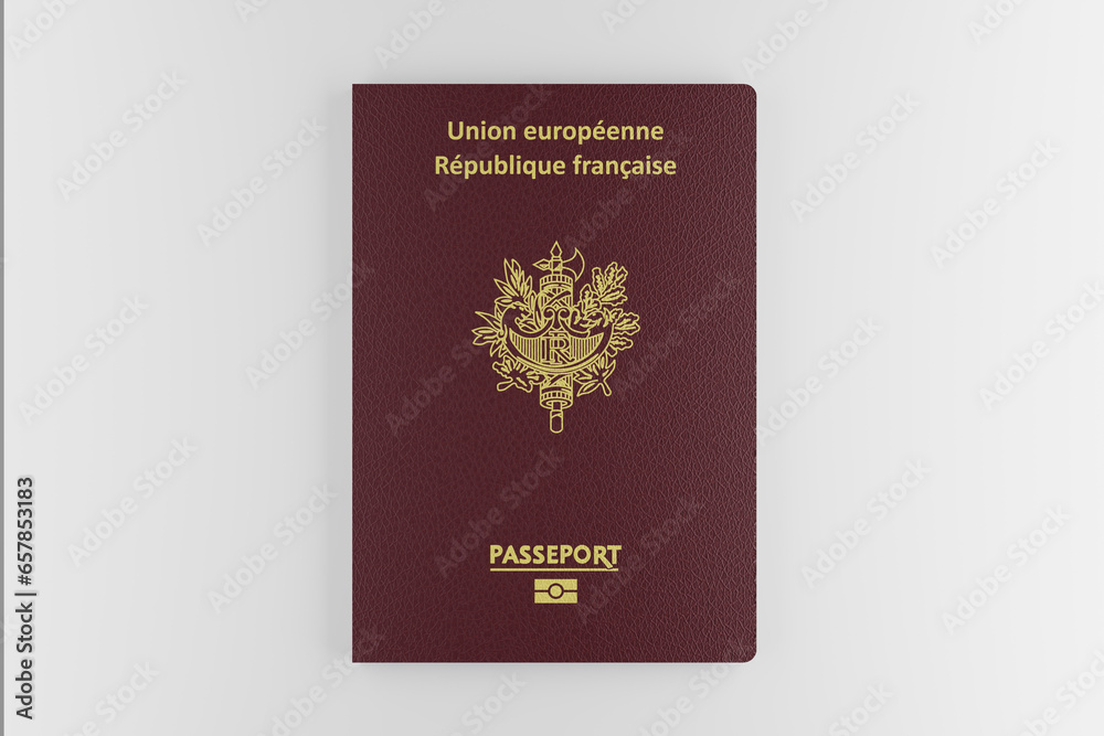 French passport on white background isolate, France, document Stock ...