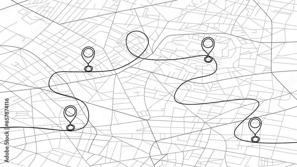 location Points Over street city Map Drawing Continuous Line Animation ...