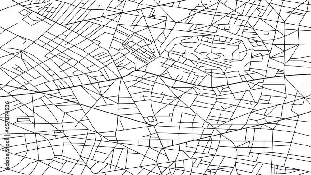 Street Map of city Structure Line animation. Route and blocks ...