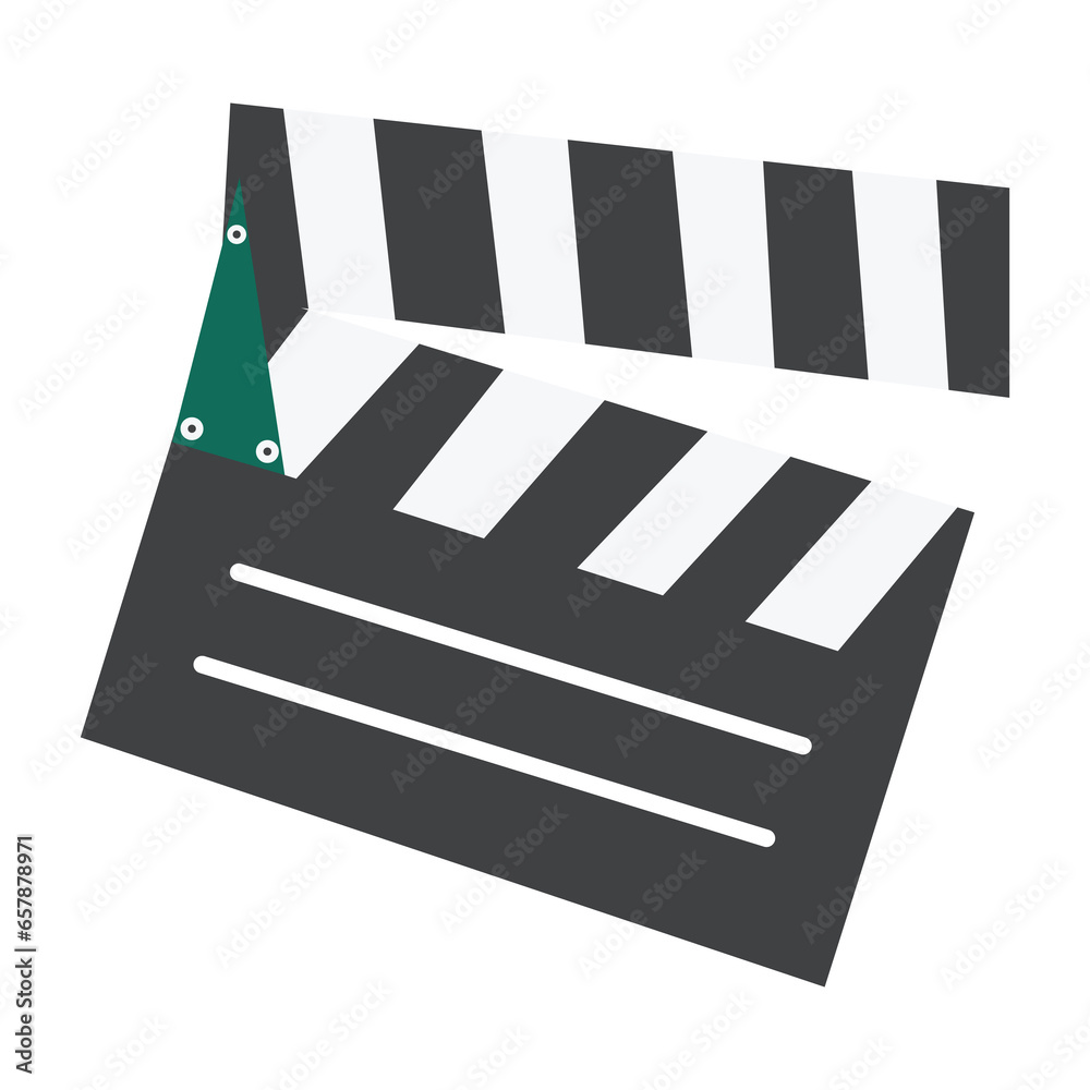 Movie clapper board isolated on background with a long shadow. Open ...