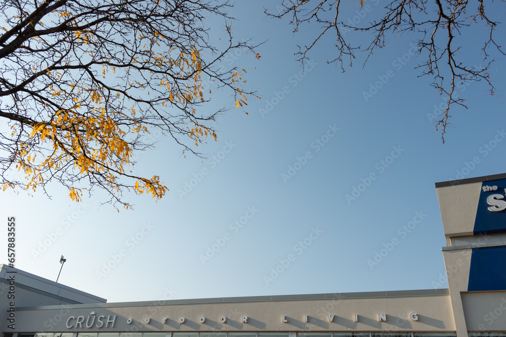 Crush Outdoor Living sign on exterior wall located at 1400 Castlefield ...