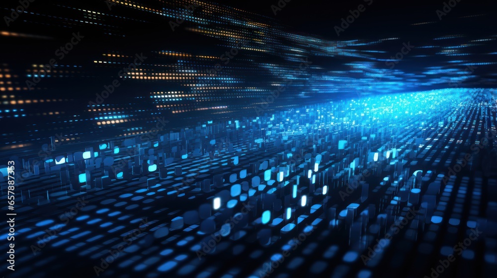 IT technology background with cascading lines of code and algorithms, showcasing the core of ...