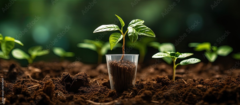 Germinate a plant using compostable espresso coffee capsules promoting ...
