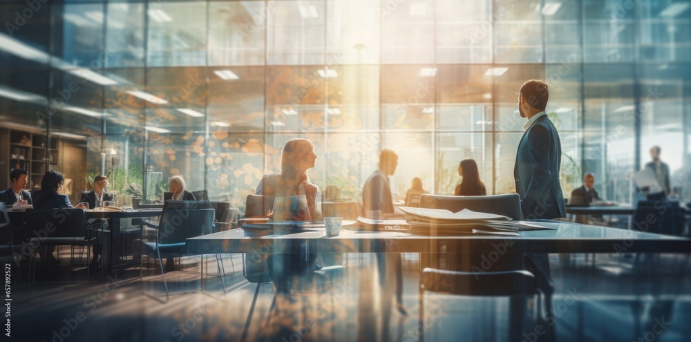 Office Workplace Background with Business People at the Meeting ...