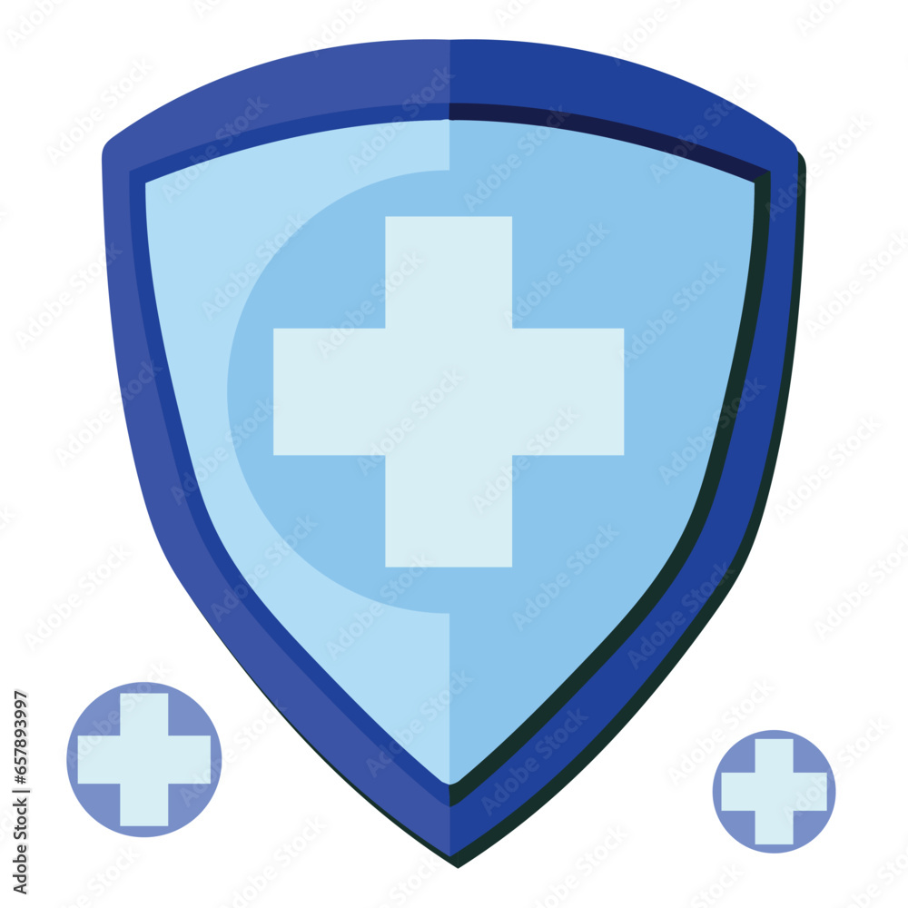Medical health protection shield cross on white background. Healthcare ...