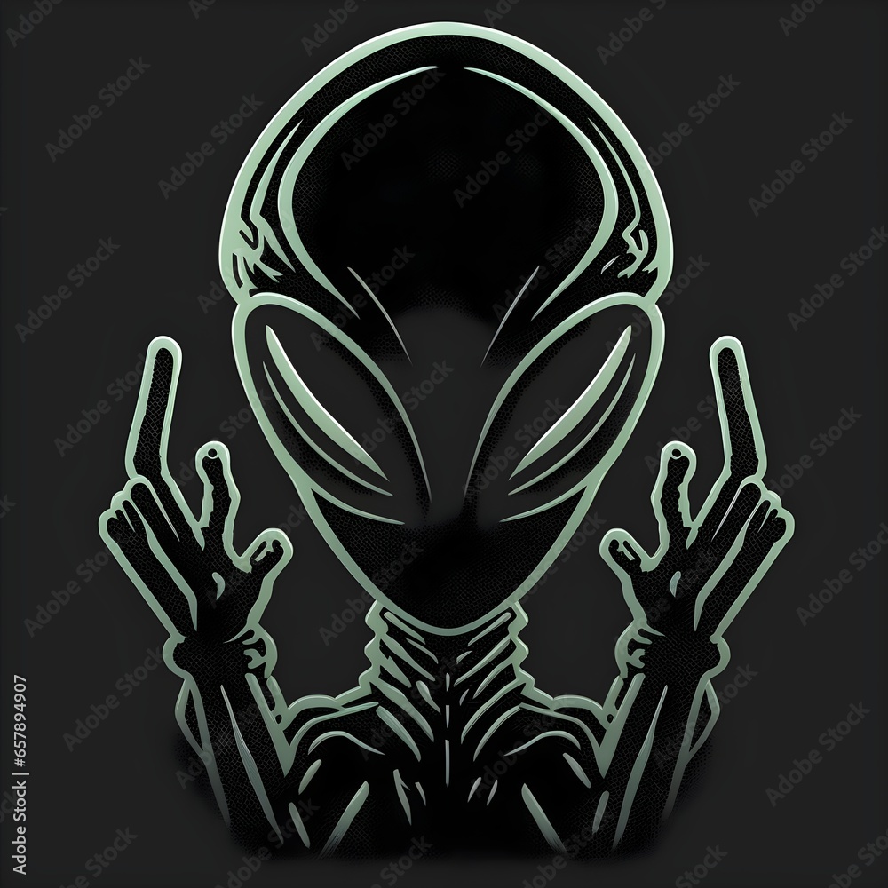 black white vector logo of an alien character design vector graphics ...