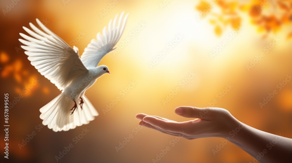 Dove as a symbol of peace. Love and hope concept. Background with ...