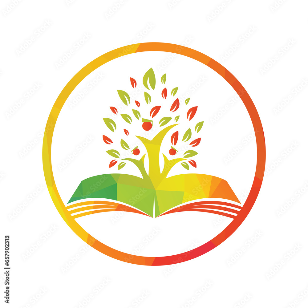 Education tree growth on book idea png logo. Students with Graduation ...