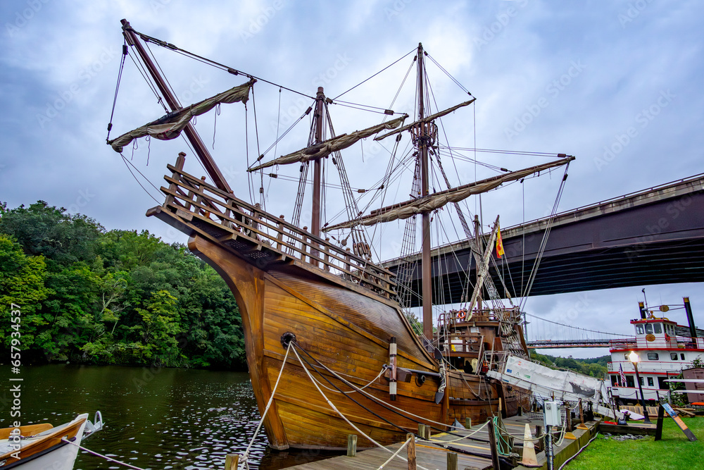 Kingston, NY - US - Sept 24, 2023 The Nao Trinidad, a replica of the ...