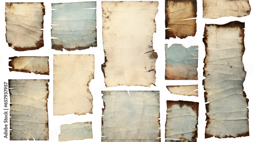 Vintage Ripped Paper Collection: Grungy Stained Scraps for Digital ...