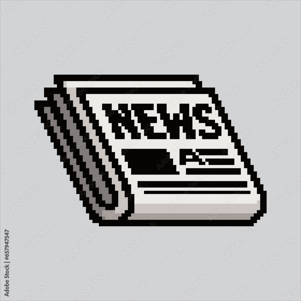 Vetor de Pixel art illustration Newspaper. Pixelated Newspaper. News ...