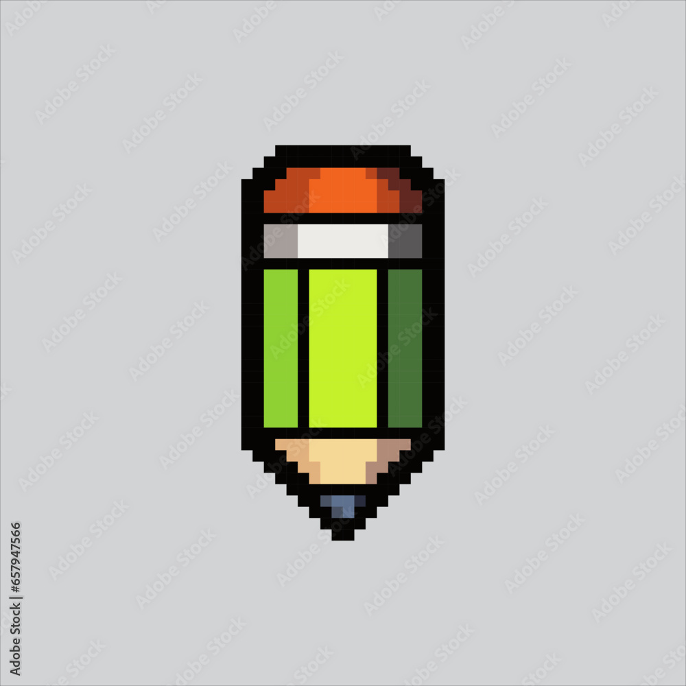 Pixel art illustration Pencil. Pixelated Pencil. Pencil office icon ...