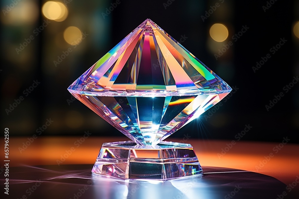Pyramid Glass Prism with Vibrant Refractions. A glass pyramid with ...