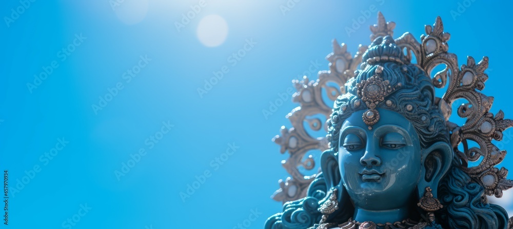 Blue Vishnu god. Generative AI technology. Stock Photo | Adobe Stock