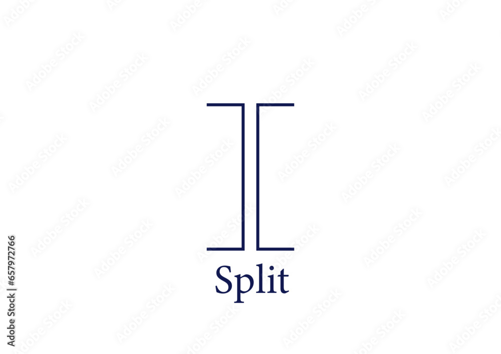 Initial Split icon design. Twisted ribbon line for logotype, title ...