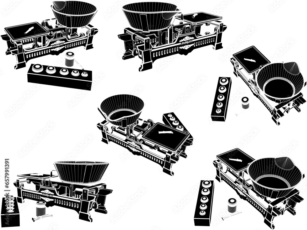 Vector sketch illustration of classic vintage old traditional manual ...