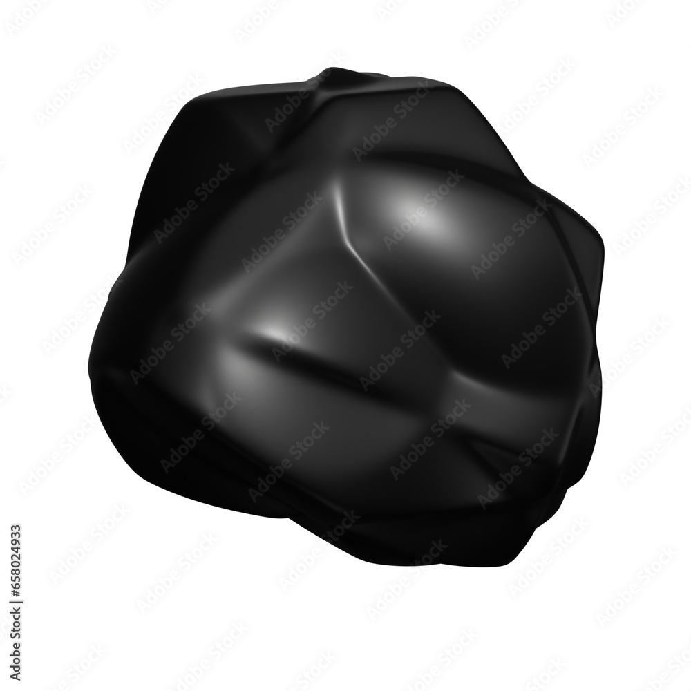 3D Black Matte Geometric Shape, Realistic Design Element with ...