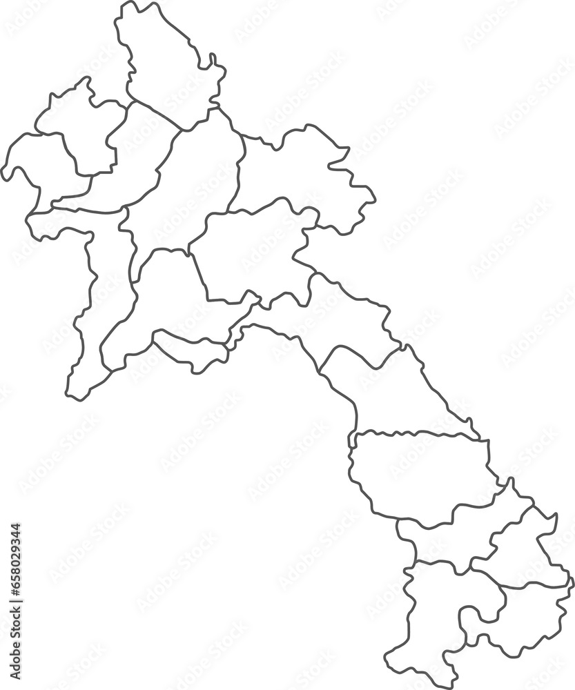 Poster Map of Laos with detailed country map, line map. – Wandbild ...