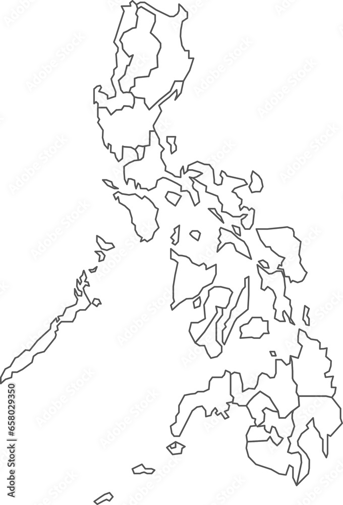 Map of Philippines with detailed country map, line map. Stock Illustration | Adobe Stock
