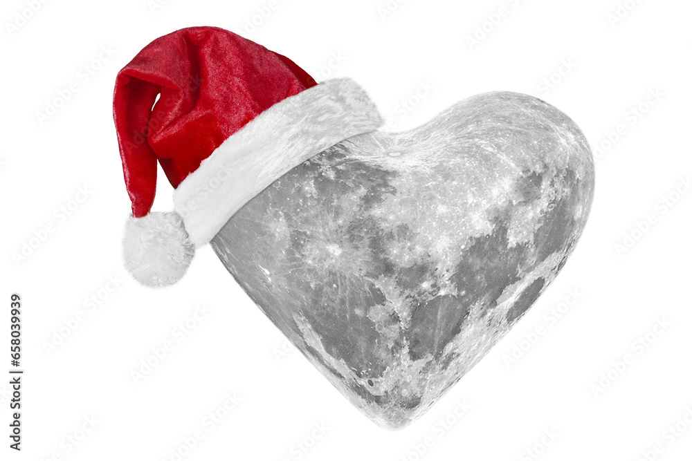 moon with a Santa Claus hat for Christmas on a transparent background ...