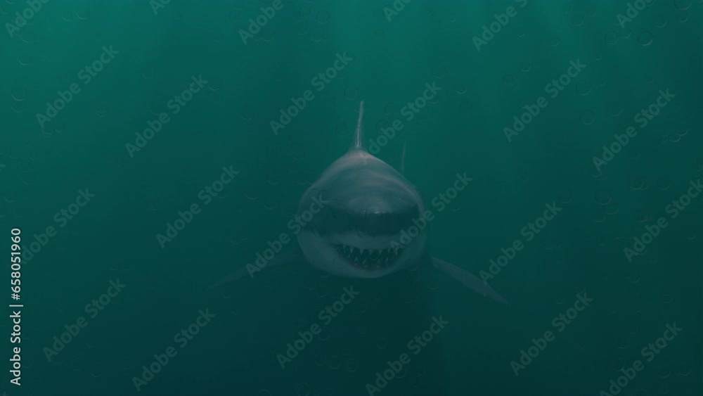 shark swimming underwater. background of a white shark in the sea. 3d ...