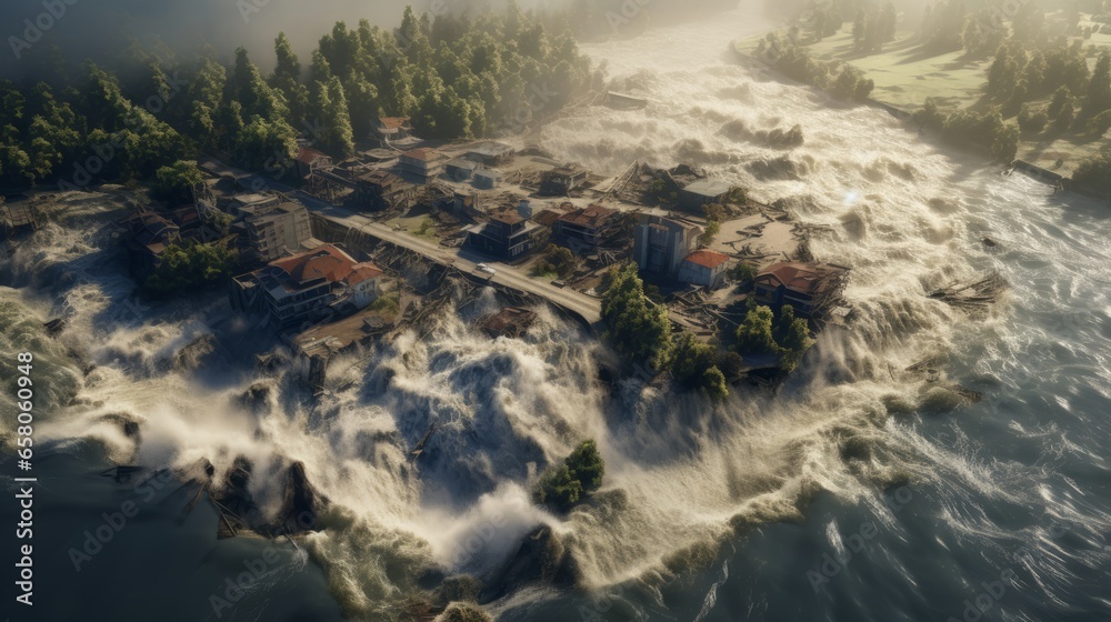 Generative AI Flood Insurance concept image. Impact of climate change ...