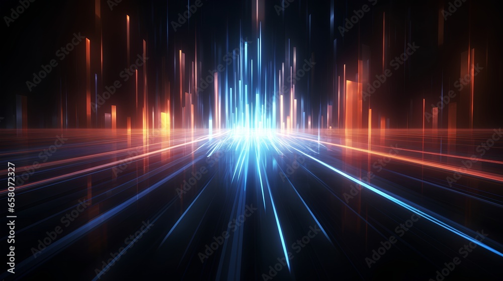 Data speed lines on a dark background, representing the concept of ...