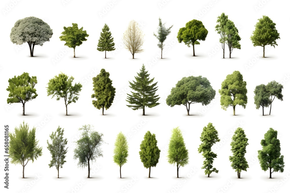 Different trees white background Stock Illustration | Adobe Stock