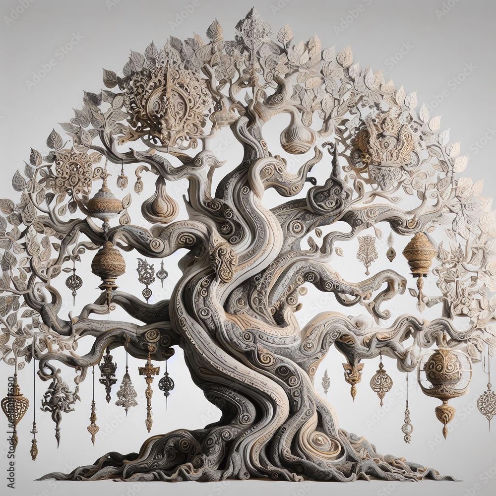 Bodhi tree sculpture Stock Illustration | Adobe Stock