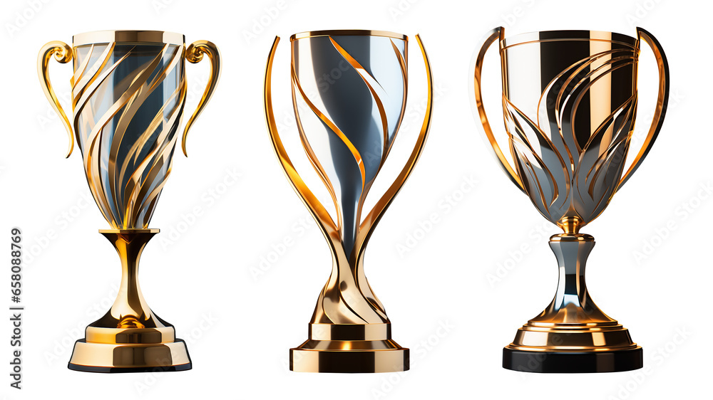 First place gold trophy cup isolated on free PNG background. 3d ...