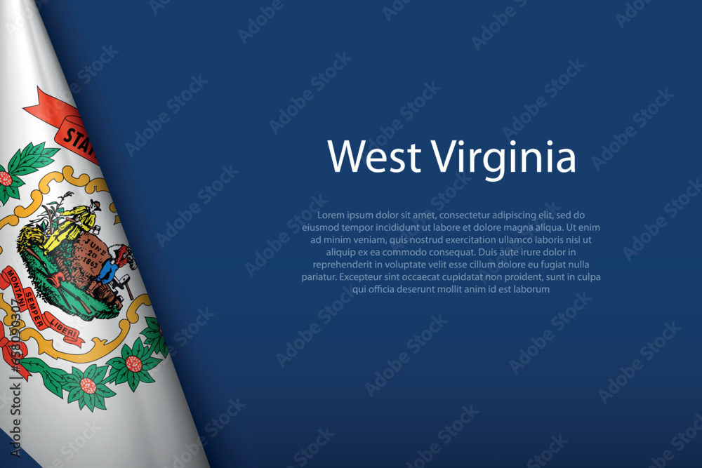 flag West Virginia, state of United States, isolated on background with ...