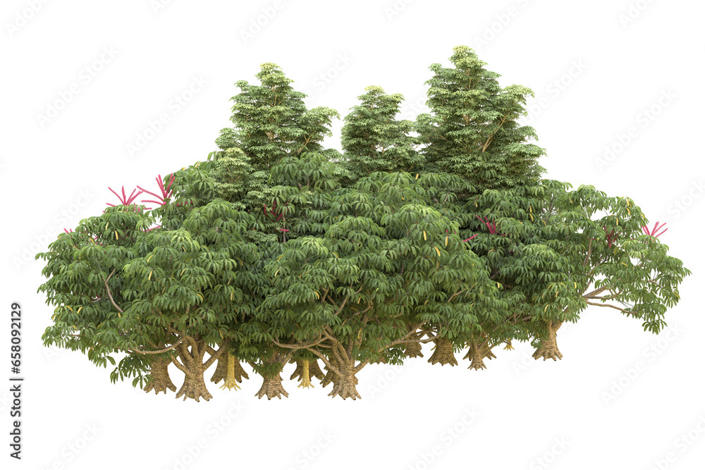 Realistic forest isolated on transparent background. 3d rendering ...