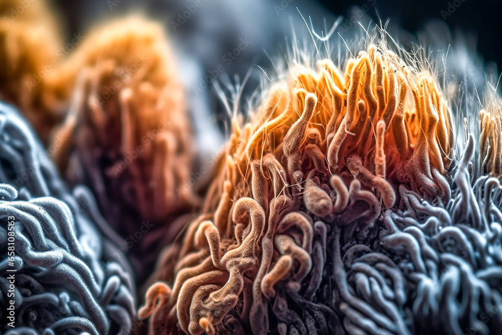Macro photography of biological microorganisms.Human organs. Macro ...