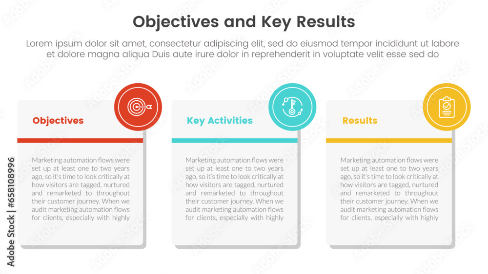 okr objectives and key results infographic 3 point stage template with ...