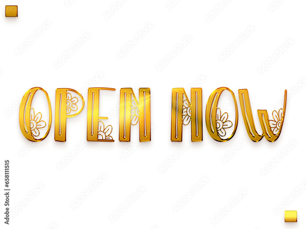 Open Now Gold PNG Typography Text Transparent Image Stock Illustration ...