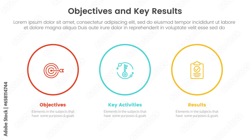 okr objectives and key results infographic 3 point stage template with ...