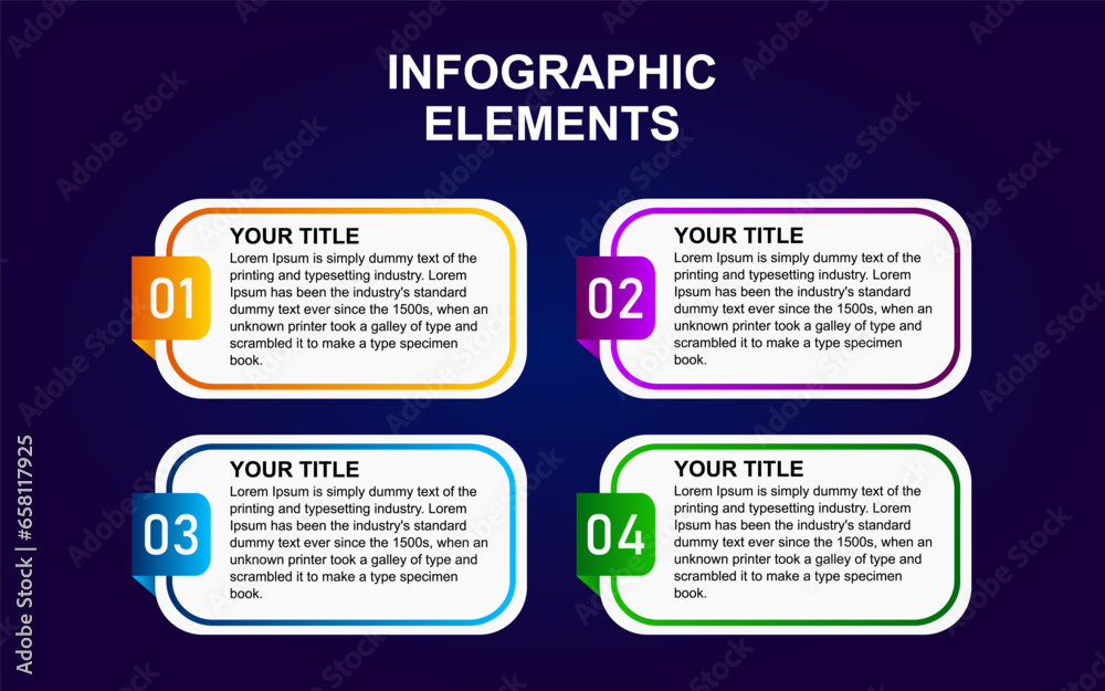 design infographic elements 4 steps options for presentations, posters ...